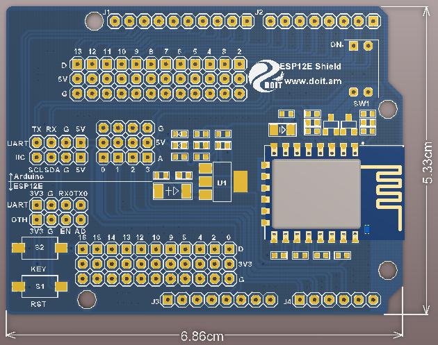 Dimensions Esp8266 Based Serial Wifi Shield For Arduino User Manual